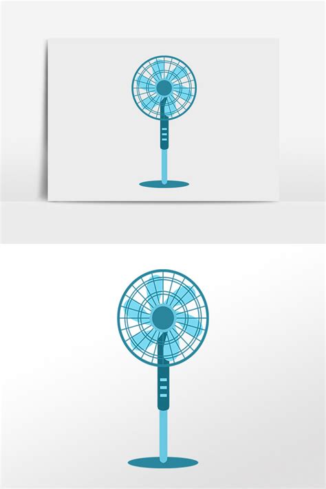 손으로 그린 여름 시원한 파란색 바닥 선풍기 그림 일러스트 Png Psd 무료 다운로드 Pikbest