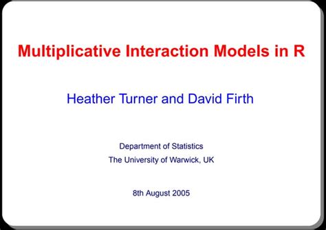 Multiplicative Interaction Models In R Pdf
