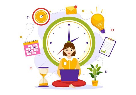 Time Management Vector Illustration With Clock Controls And Tasks Planning Training Activities