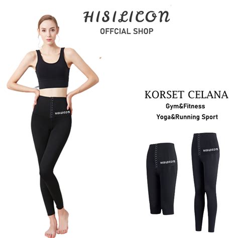 Jual Hisiliicon Legging Celana Olahraga Wanita Hijab Sport High Waist Polos Gym Sport Korset