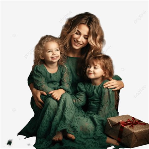 젊은 어머니와 그녀의 두 어린 딸이 크리스마스 트리 근처에 있습니다 어린이 선물 어린 소녀 아이들의 집 Png 일러스트 및 이미지 에 대한 무료 다운로드 Pngtree