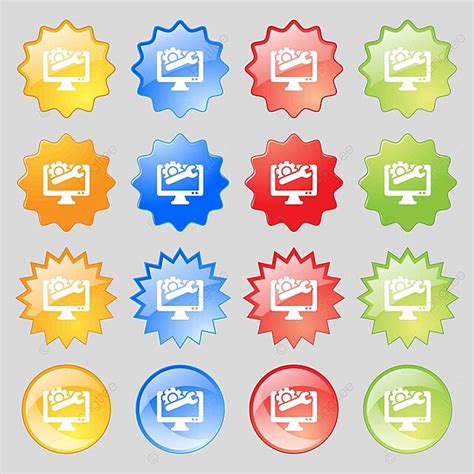 A Set Of 16 Colorful Modern Buttons For Your Design Featuring A