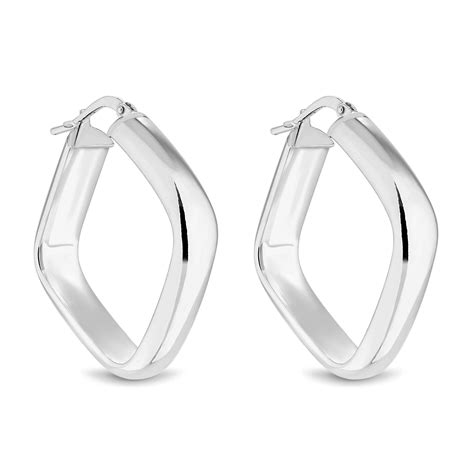 Simply Silver Sterling Silver 925 Large Sqaure Polished Earrings
