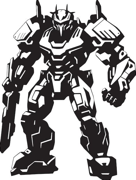 Stealth Protector Black Armed Robot Symbolic Emblem Robotic Guardian