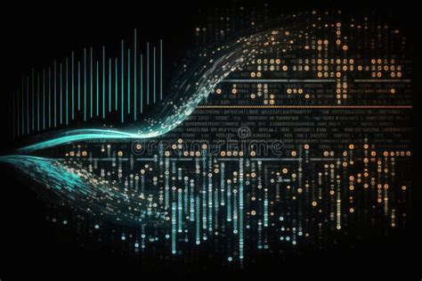 Artistic Representation Of Binary Code Flowing Through A Dark Technological Background Stock