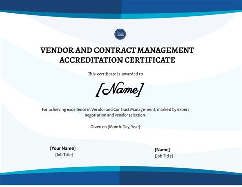 Free Vendor And Contract Management Accreditation Certificate Template