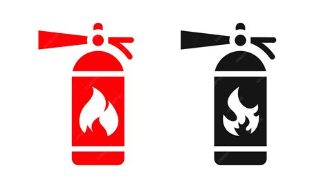 Premium Vector Red And Black Fire Extinguisher Icons Fire