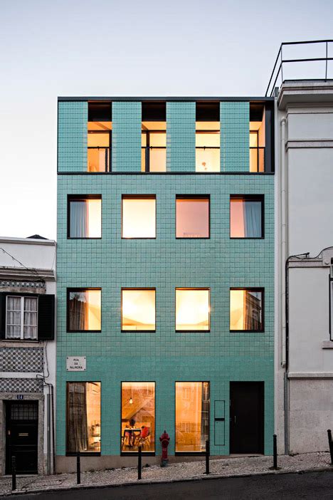 Lisbon Townhouse By Camarim Arquitectos Has A Patterned Tile Facade