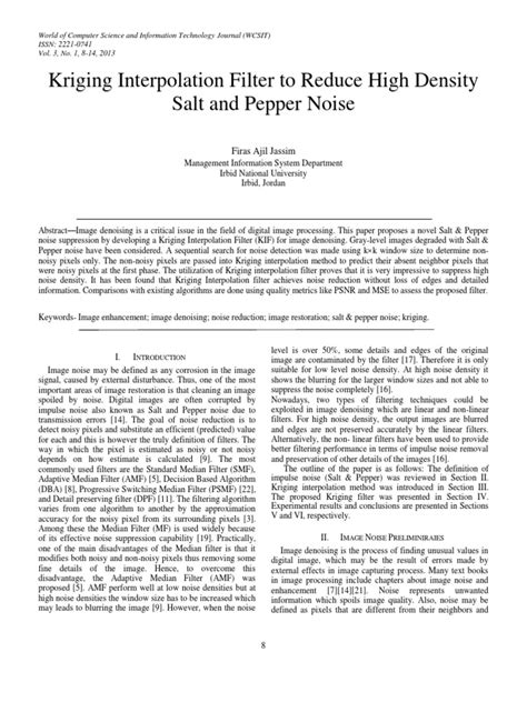 Pdf Kriging Interpolation Filter To Reduce High Density Salt And