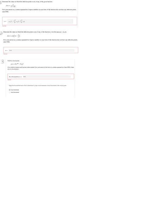 Solved Determine The Values At Which The Inflection Points Chegg