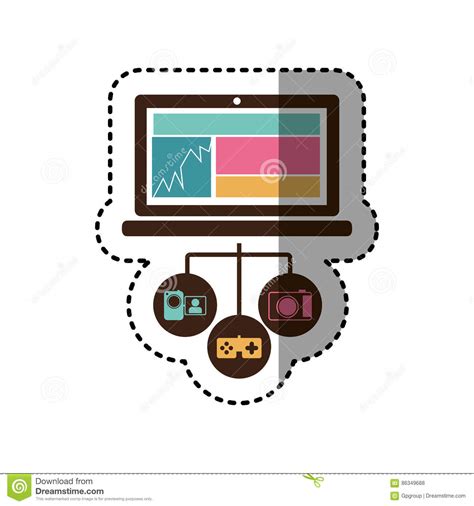 Sticker Colorful Tech Laptop Computer Database Server Icon Stock Stock Illustration