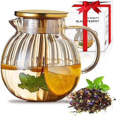 Saeifin Glass Teapot Stovetop Safe Glass Tea Kettle 44oz
