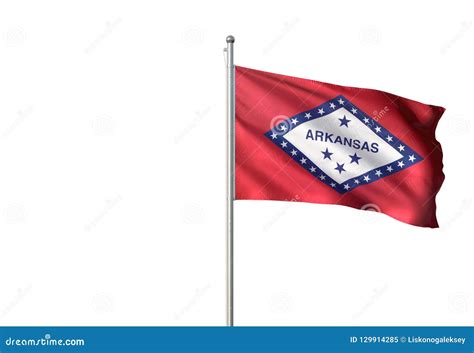 Arkansas State Of United States Isolated White Background Flag Waving