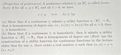 solved properties of preferences a preference relation on