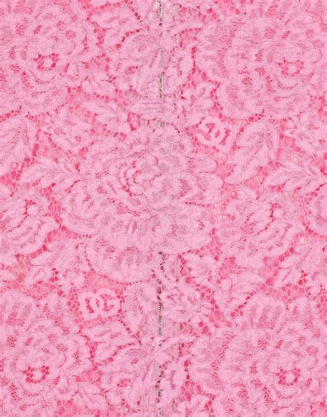 여성용 핑크 로고 장식 플로럴 코르도네토 레이스 탑 Dolceandgabbana®