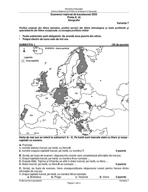 Baremele și Subiectele Pentru Geografie și Economie Bac 2023