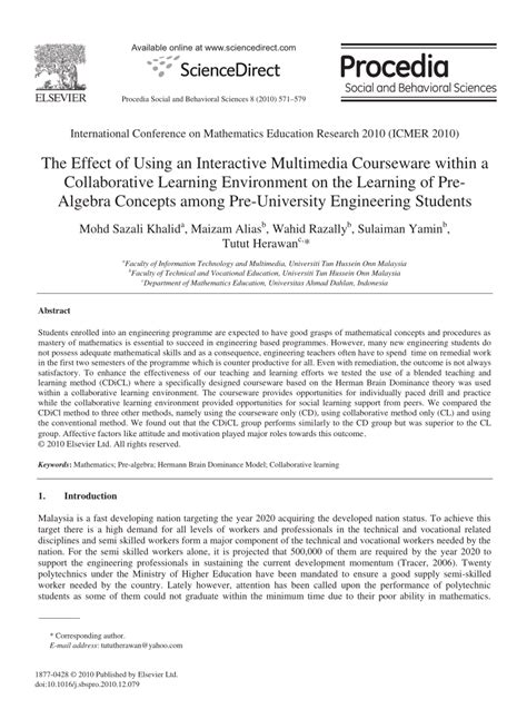Pdf The Effect Of Using An Interactive Multimedia Courseware Within A Collaborative Learning