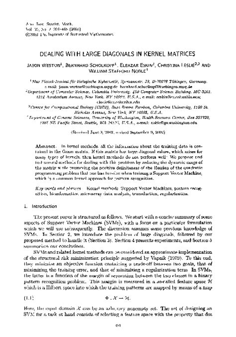 Pdf Dealing With Large Diagonals In Kernel Matrices