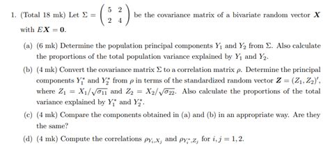 Solved Total Mk Let S Be The Covariance Matrix Chegg