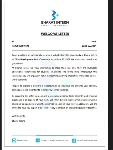 Rahul Kushwaha On Linkedin Internship Webdeveloper Techpassion Bharatintern
