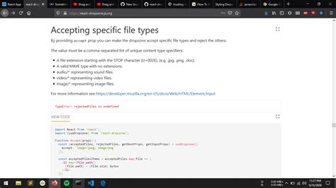 Using RejectedFile Prop Gives An Undefined Error And Crashes The