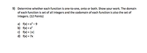 Solved 9 Determine Whether Each Function Is One To One