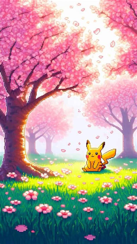 Pikachu Taking A Rest Amongst Sakura Trees Cool Pokemon Wallpapers