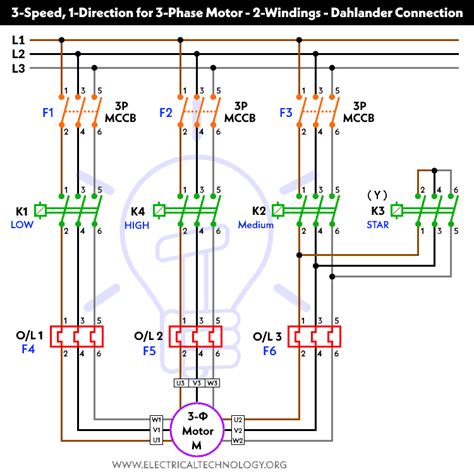 Three Speed One Directions Phase Motor Control Diagram