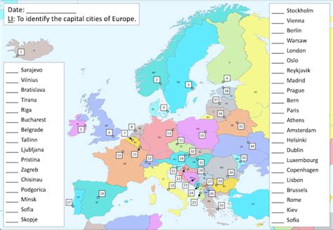Large Detailed Political Map Of Europe With The Marks Of Capital Cities