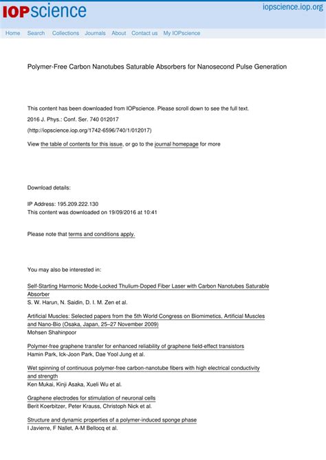 Pdf Polymer Free Carbon Nanotubes Saturable Absorbers For Nanosecond Pulse Generation