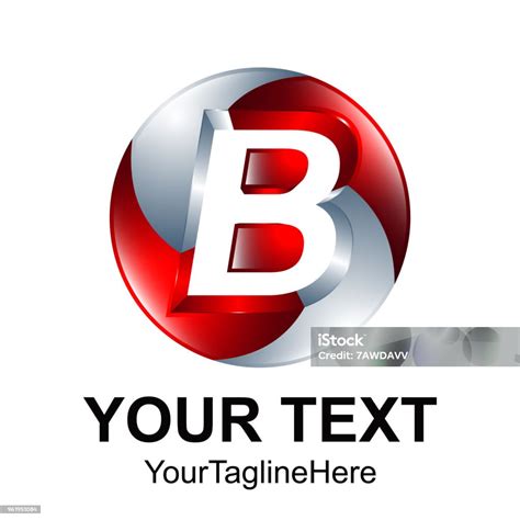 초기 문자 B 로고 디자인 서식 파일 요소 색된은 빨간색 3d 원 사업 및 회사 정체성에 대 한 부정적인 공간 범위 0명에 대한 스톡 벡터 아트 및 기타 이미지 Istock