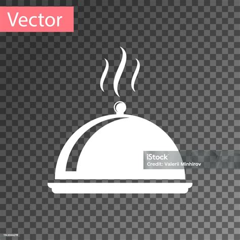 투명 한 배경에 고립 된 음식 아이콘의 트레이로 덮여 흰색 트레이 및 뚜껑 표시 레스토랑 클로 체 뚜껑 주방 용품 기호입니다 벡터 일러스트 강철에 대한 스톡 벡터 아트 및