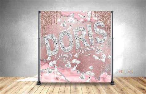 Sparkle Diamonds Backdrop Rose Gold Diamonds Birthday Backdrop Spark Sweetcardstore