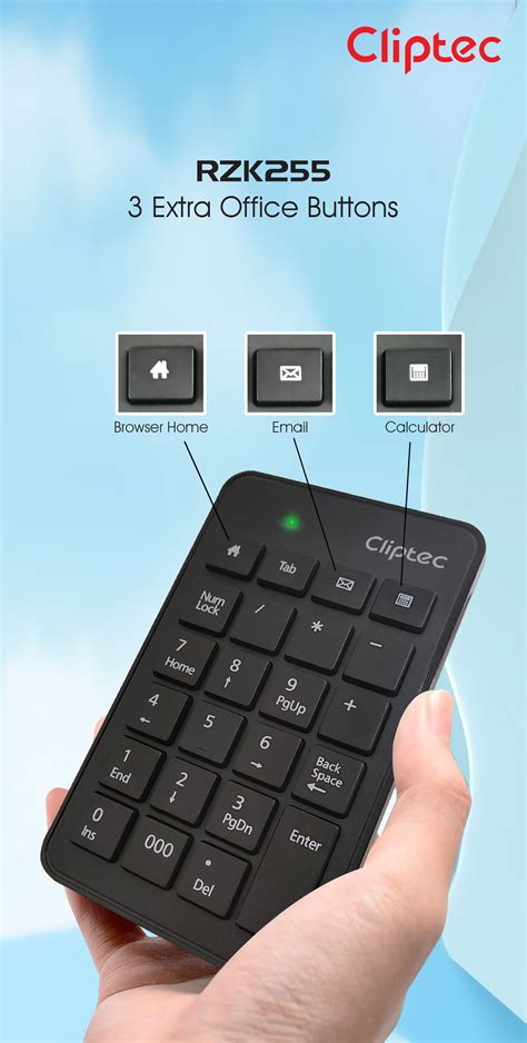 1 Year Warranty Cliptec Rzk225 Wireless Usb Slim Numeric Keypad