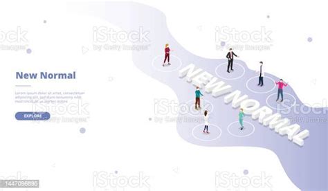 아이소메트릭 플랫 스타일의 웹 웹사이트 템플릿 페이지 방문 홈 홈페이지를 위한 새로운 표준 캠페인 3차원 형태에 대한 스톡 벡터