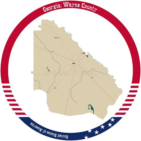 Map Of Wayne County In Georgia Usa Stock Vector Illustration Of Sign