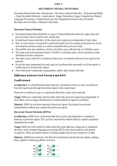 Neural Networks And Deep Learning CCS355 Unit 5 UNIT V RECURRENT