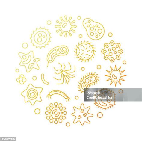 Pathogenicity Round Vector Golden Illustration In Outline Style Stock Illustration Download