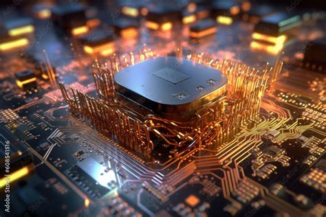 Innovative Microcircuit With Multiple Indicators All Over The Surface Wires Motherboards