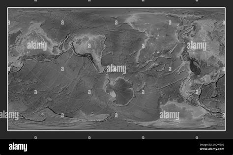 Sandwich Tectonic Plate On The Grayscale Elevation Map In The Patterson Cylindrical Oblique