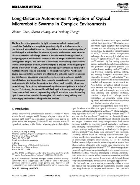 Pdf Long‐distance Autonomous Navigation Of Optical Microrobotic Swarms In Complex Environments