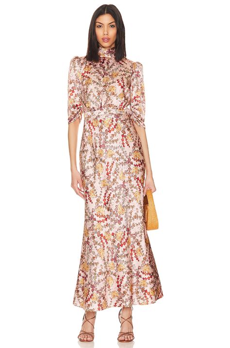 Saloni Adele Dress In Sandstone Blush Revolve