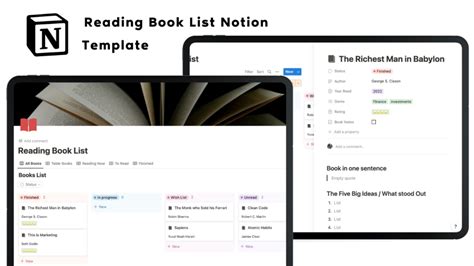 Reading Book List Notion Template