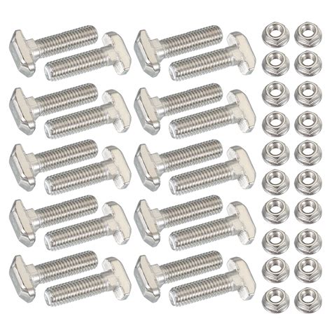 20set T Slot Bolts Drop In Bolt Hammer Head With Hexagon Nuts T Bolt