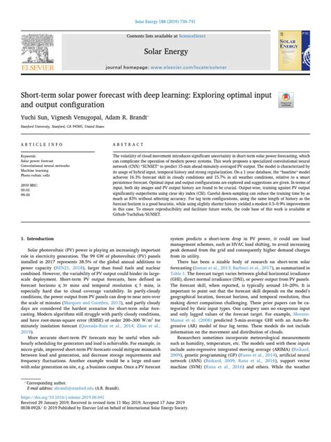 Pv Short Term Forecasting Using Cnn 2019 Pdf Photovoltaics Forecasting