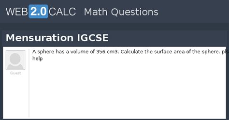 View Question Mensuration Igcse