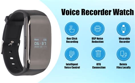 Digital Voice Recorder Watch Wristband Voice Activated Recorder Dsp Noise Reduction 360