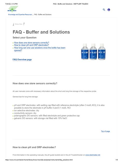 Faq Buffer And Solutions Mettler Toledo Pdf Ph Buffer Solution