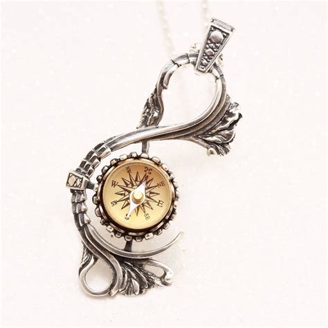Sterling Compass Necklace Sterling Silver Working Compass Etsy