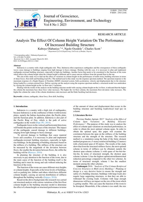 Pdf Analysis The Effect Of Column Height Variation On The Perfomance Of Increased Building